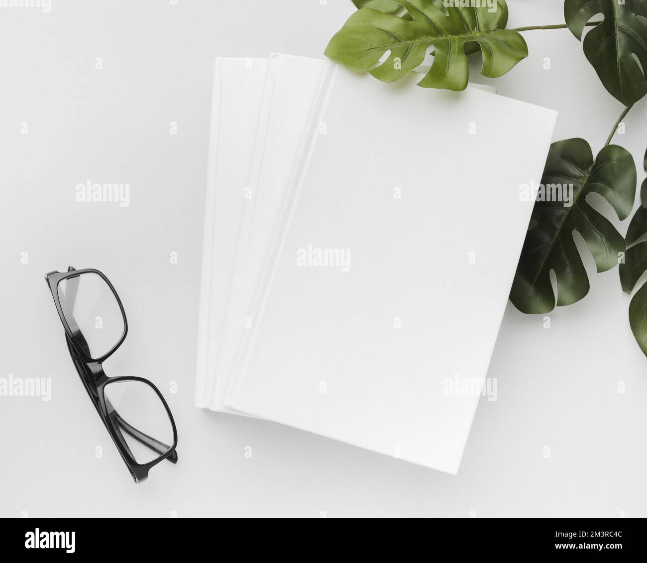 Top view book with glasses leaves desk. Resolution and high quality ...
