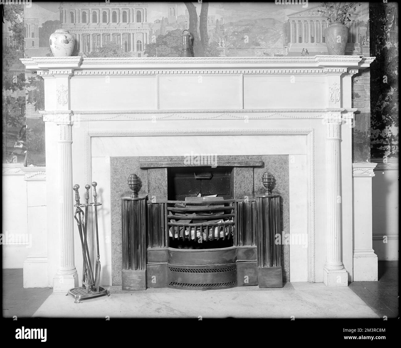 Salem, 142 Federal Street, interior detail, parlor, mantel, Samuel Cook ...