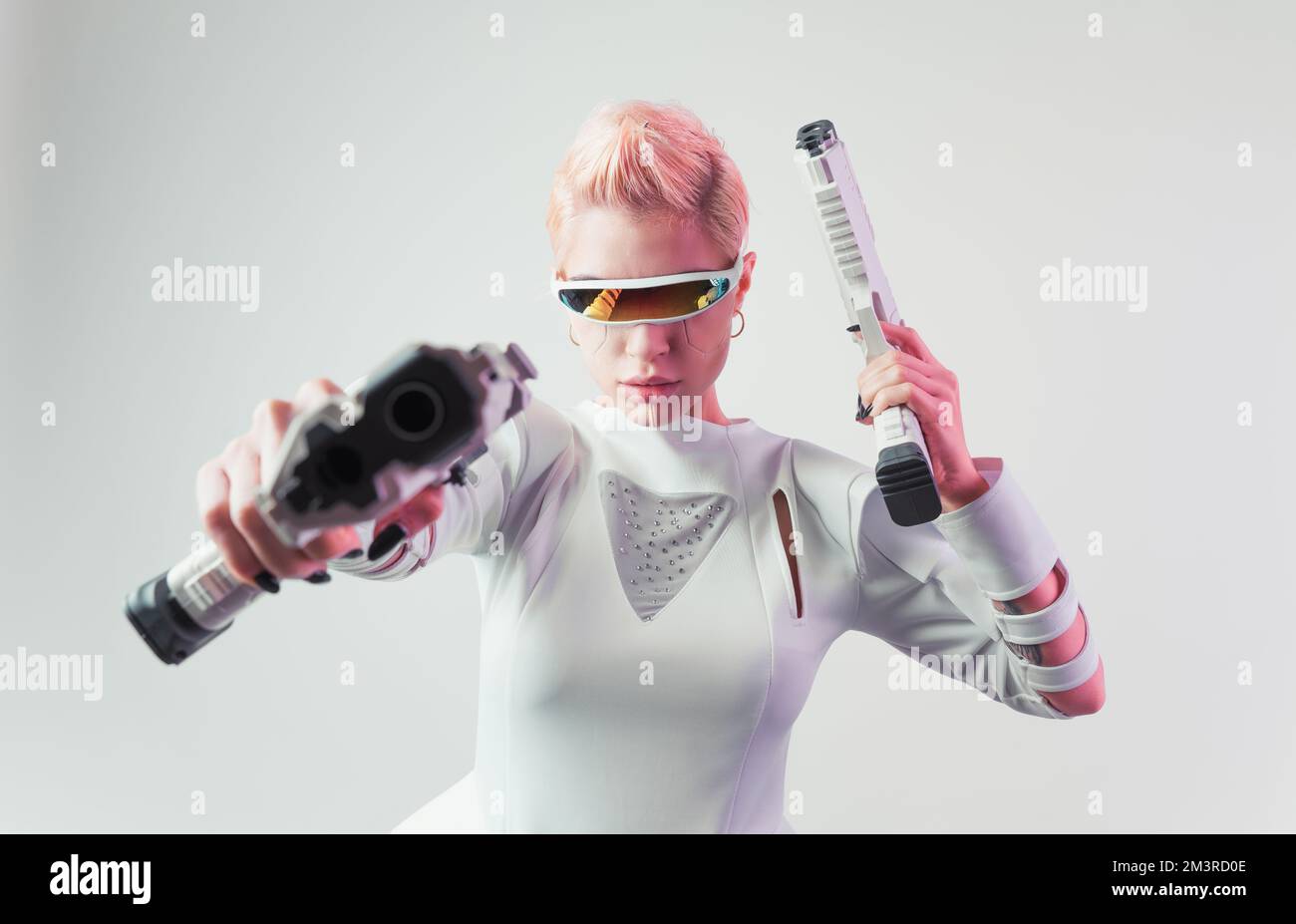 Representation of a bionic super human with advanced technology parts ...