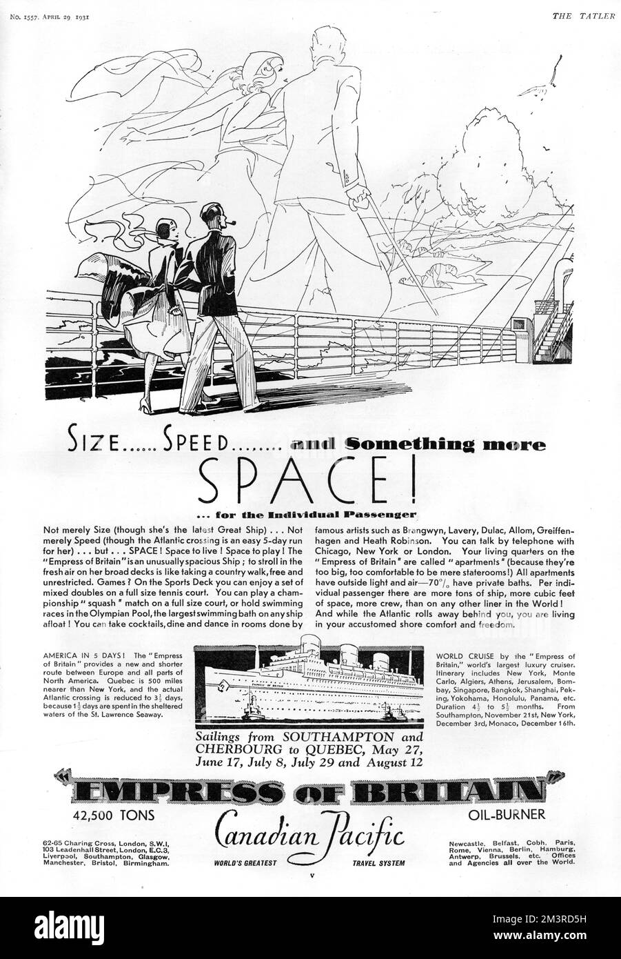 Empress of Britain advertisement, 1931 Stock Photo - Alamy