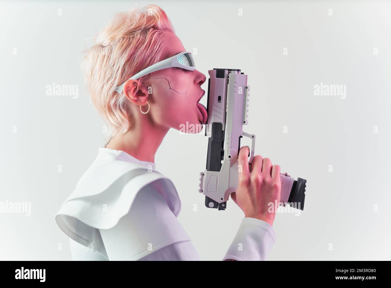 Representation of a bionic super human with advanced technology parts ...