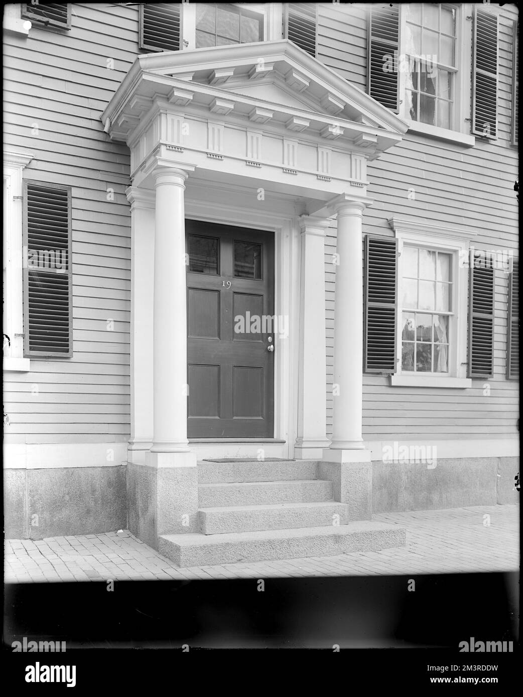 Salem, 19 Chestnut Street, exterior detail, porch, Charles Cleveland ...