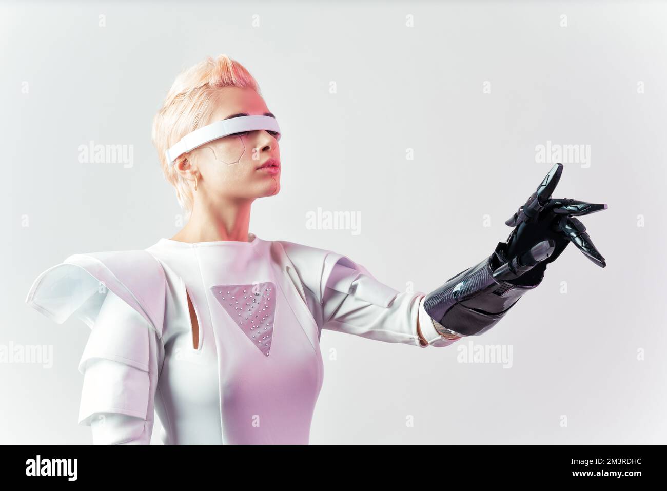 Representation of a bionic super human with advanced technology parts ...