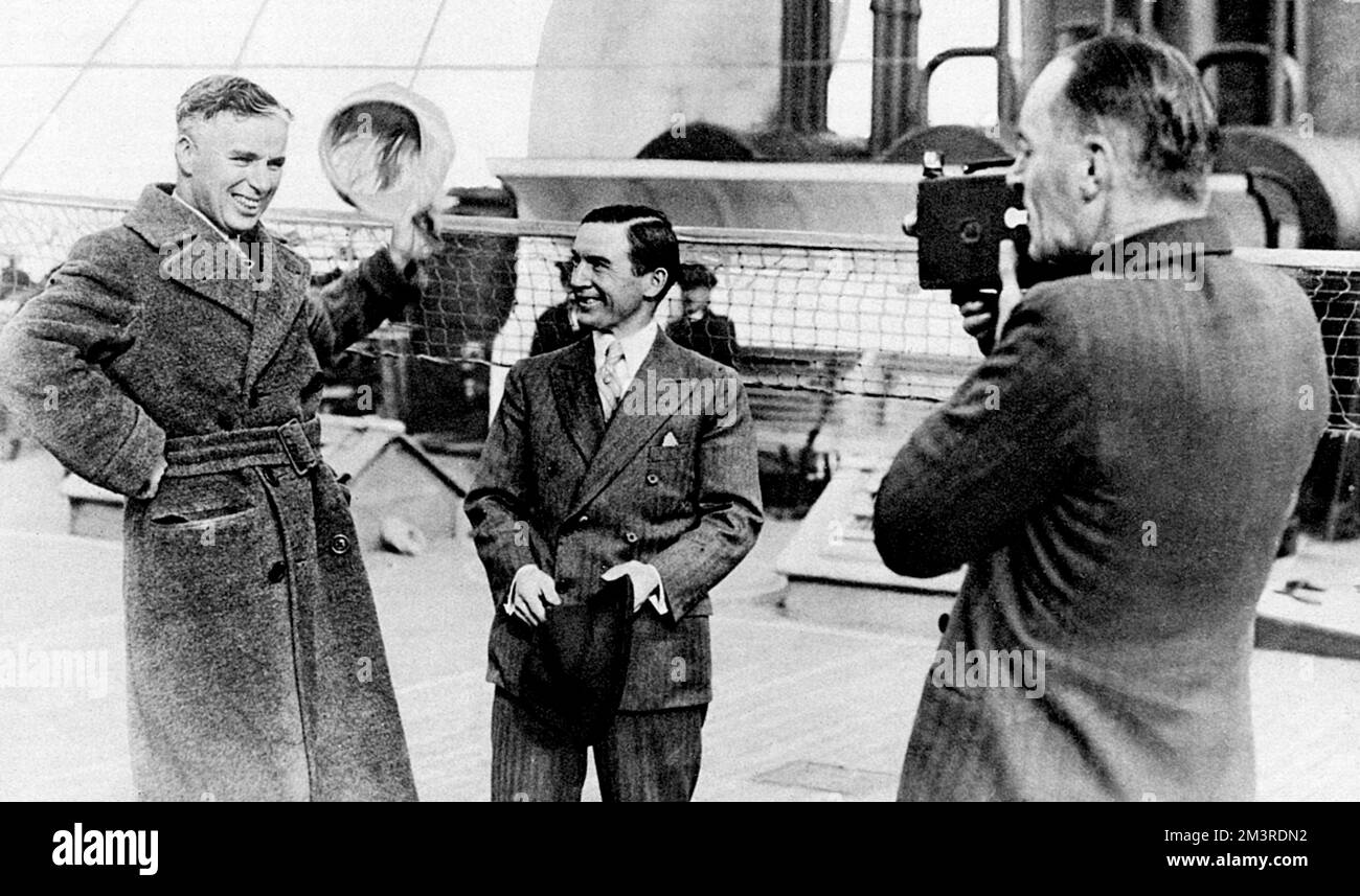 A trio of stars on board the Mauretania Stock Photo - Alamy