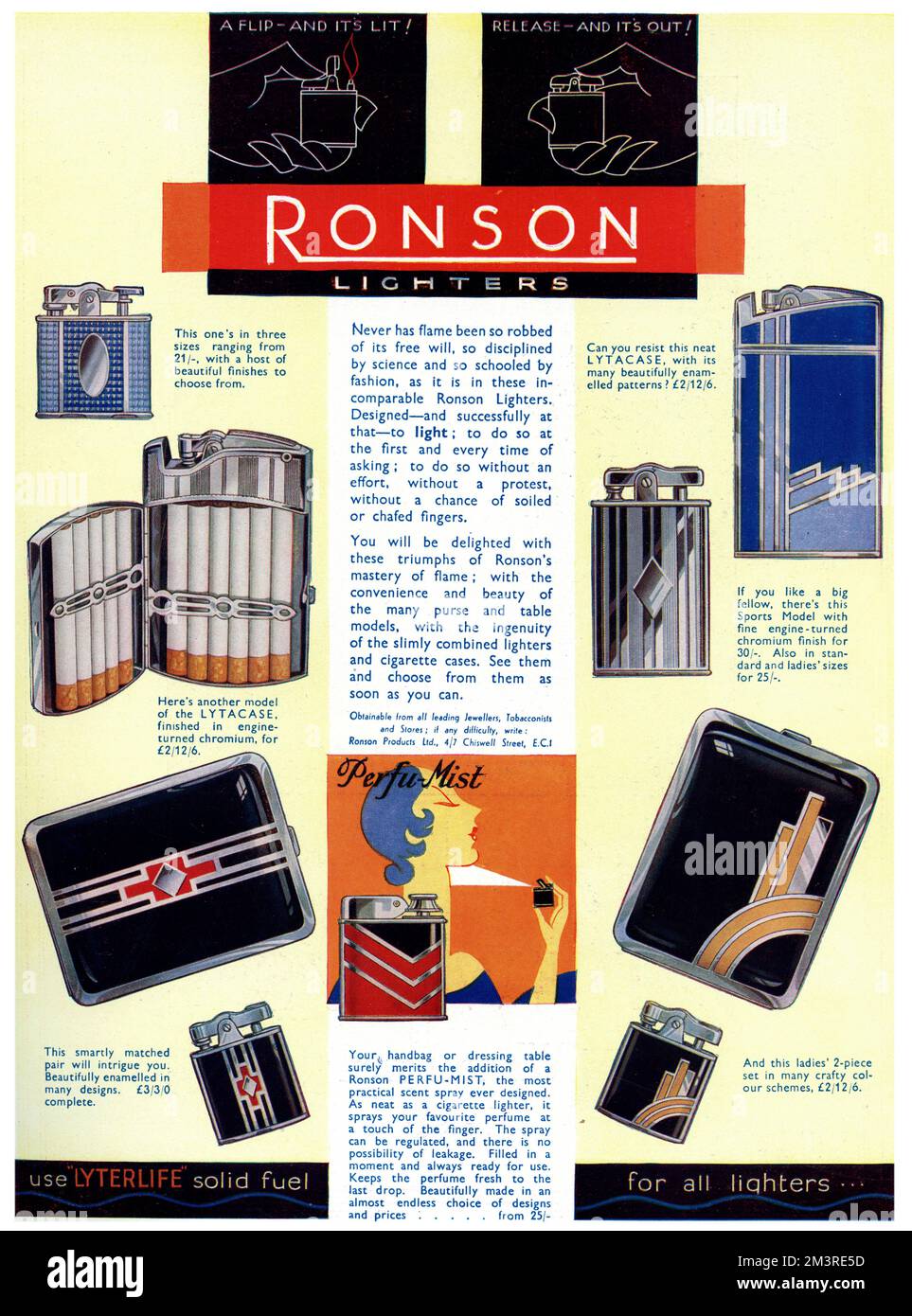 Advertisement for Ronson lighters, 1931 Stock Photo - Alamy