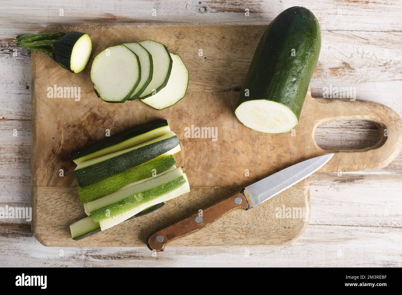Top view sliced zucchini little knife. Resolution and high quality ...