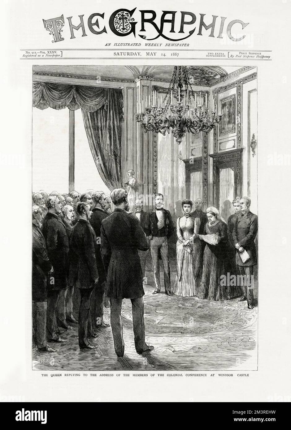 Queen Victoria replying to the address of the members of the First ...