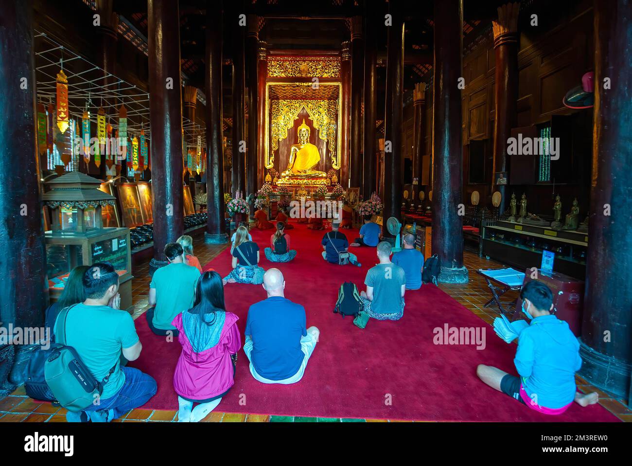 Chiang Mai, Thailand, 16/12/2022, Thai Buddhist monks with well-wishers ...