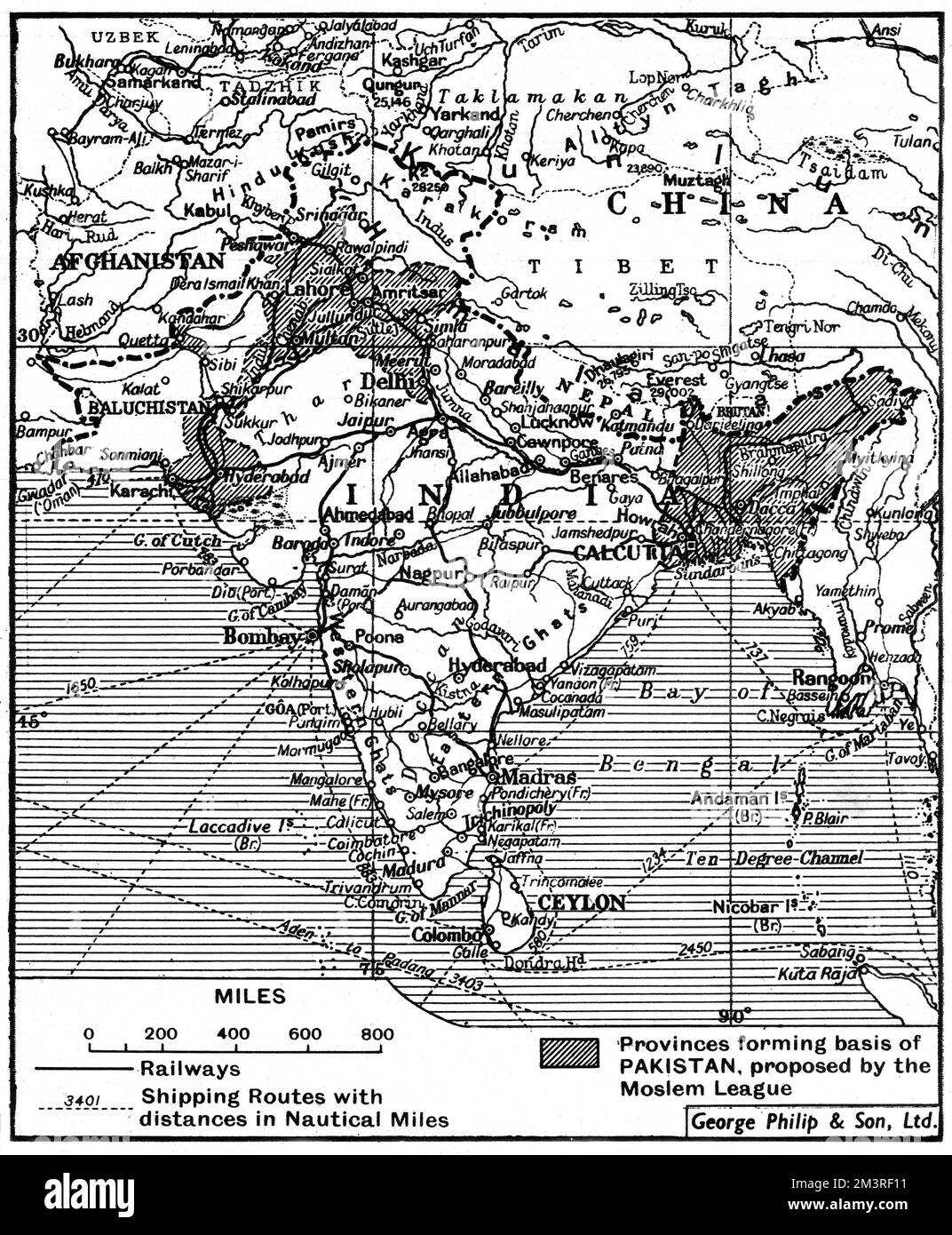 Partition map india pakistan Cut Out Stock Images & Pictures - Alamy