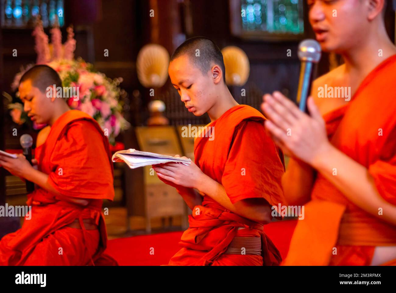 Thai Buddhist monks attend a prayer session to bless Thai Princess ...