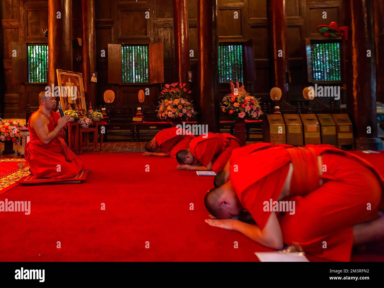 Thai Buddhist monks attend a prayer session to bless Thai Princess ...
