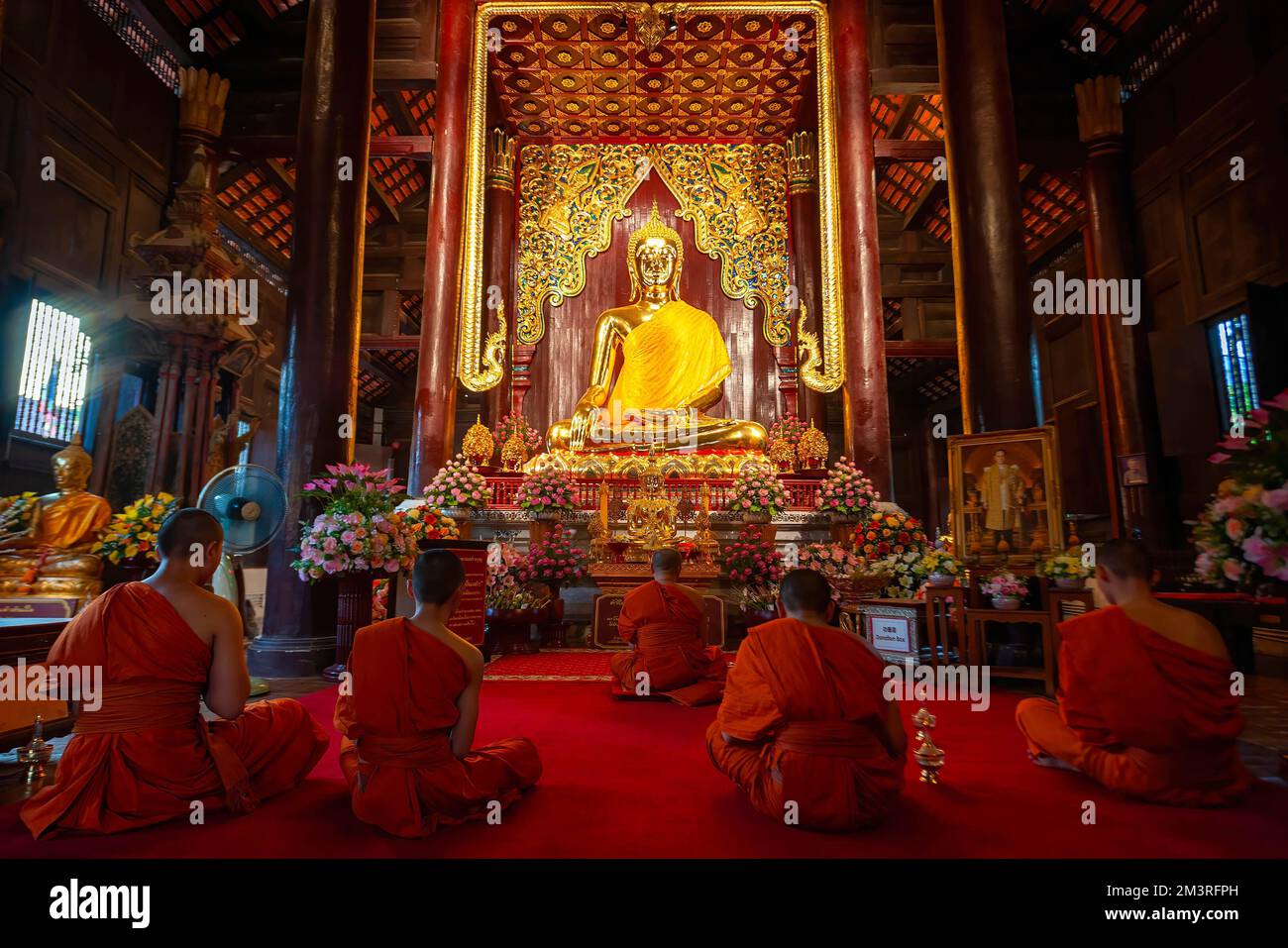 Thai Buddhist monks attend a prayer session to bless Thai Princess ...