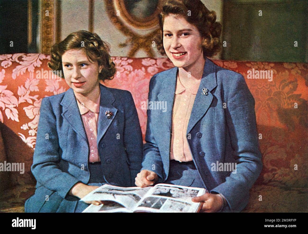 Princesses Elizabeth and Margaret, ILN centenary sitting Stock Photo ...