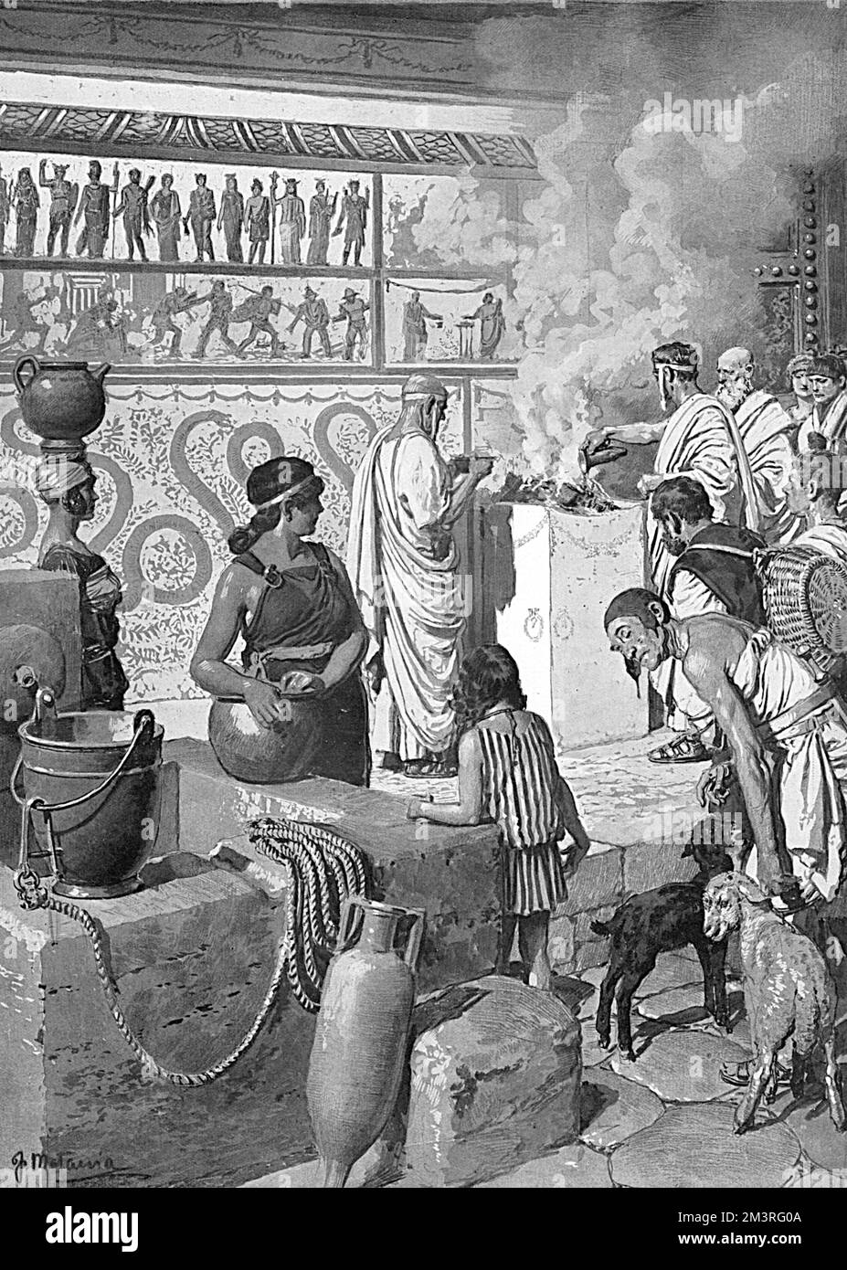 In the Street of Abundance at Pompeii by Matania Stock Photo - Alamy