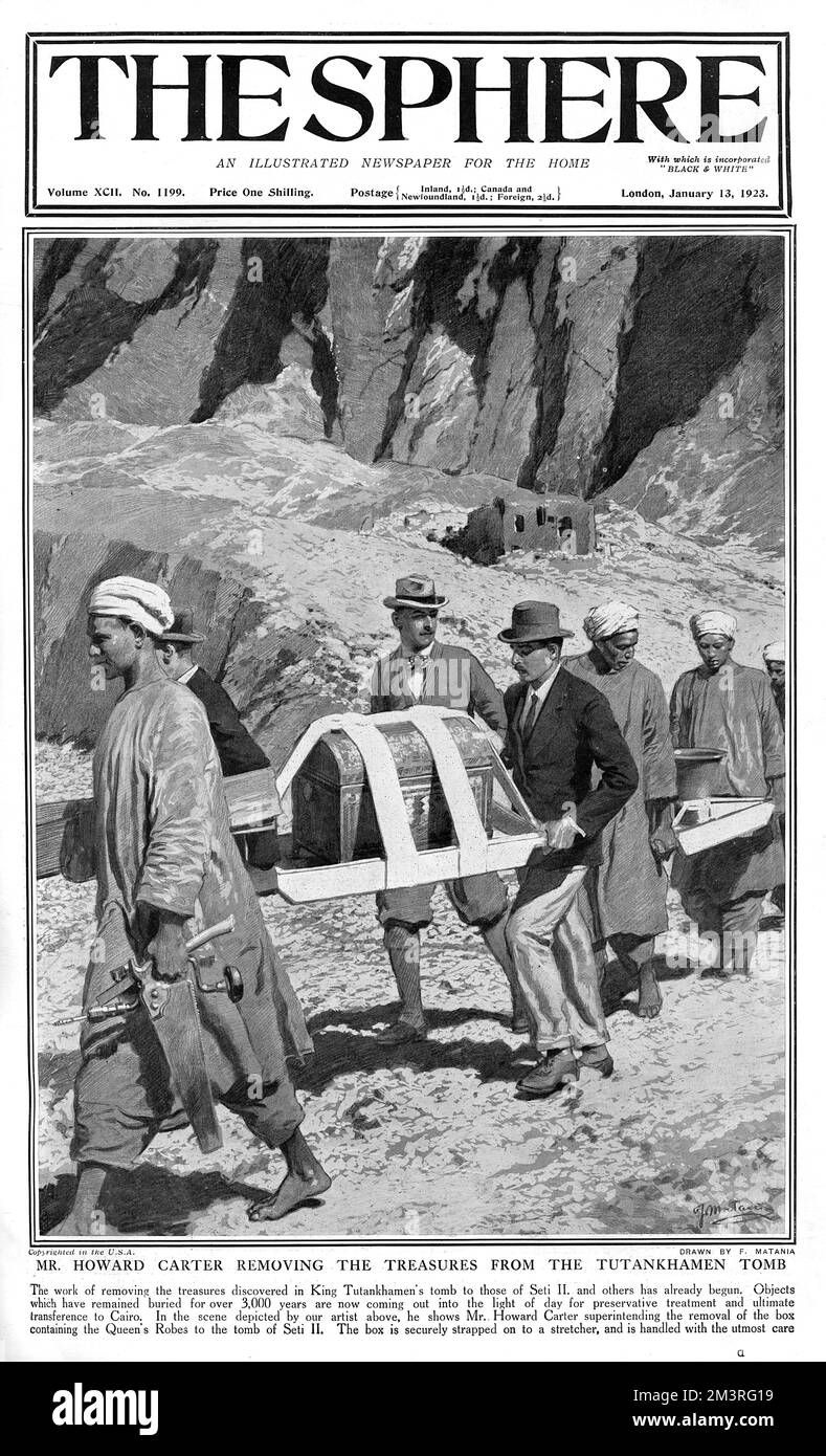 Sphere cover - Howard Carter removing treasures, Tutankhamen Stock ...