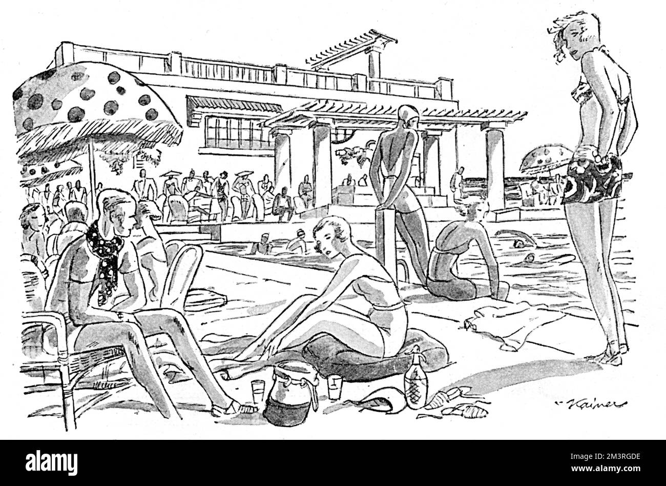 Sunbathing by the pool Cut Out Stock Images & Pictures - Alamy