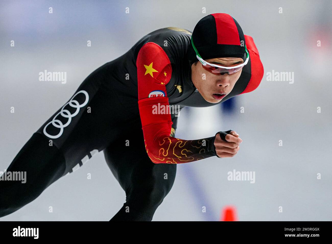 CALGARY, CANADA - DECEMBER 16: Xianghe Quan of China competing on the ...