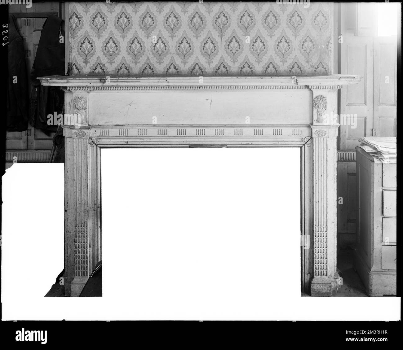 Salem, 48 Bridge Street, interior detail, mantel, east front chamber ...