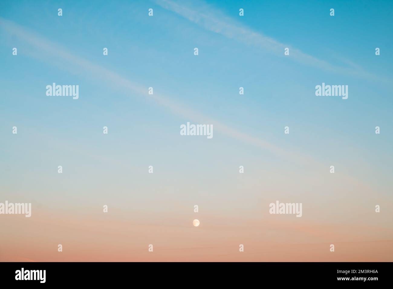 natural background, beautiful sunrise sky with full moon Stock Photo ...