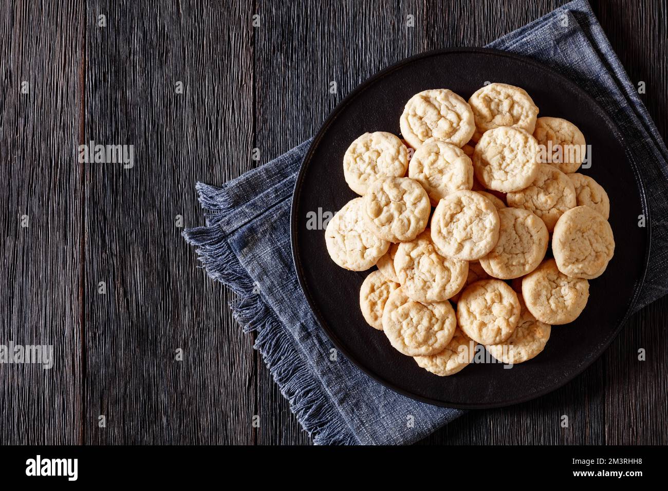 amish sugar cookies, traditional shortbread sweet cookies on black ...