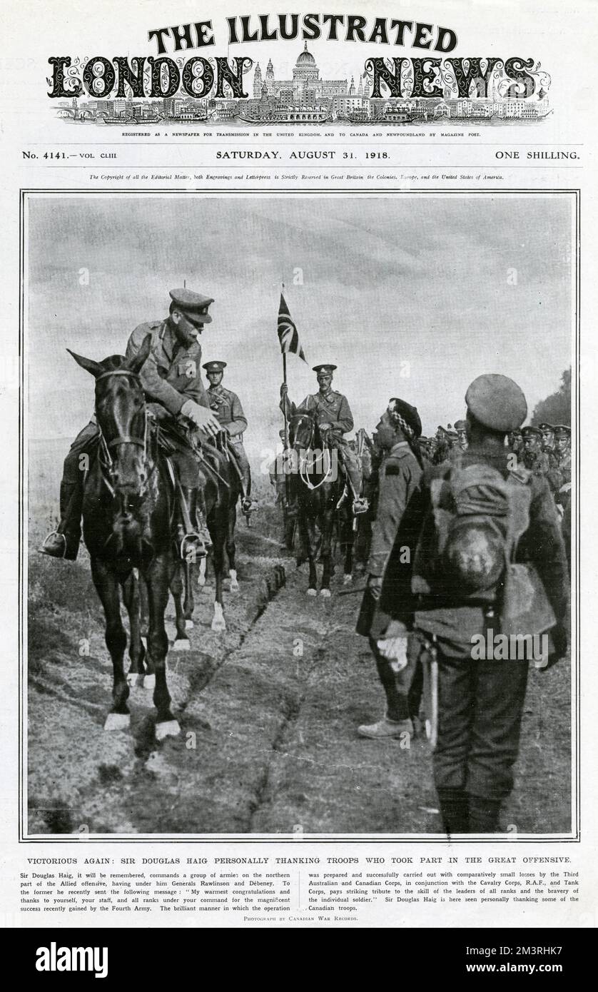 Field Marshal Douglas Haig is photographed here, personally thanking ...