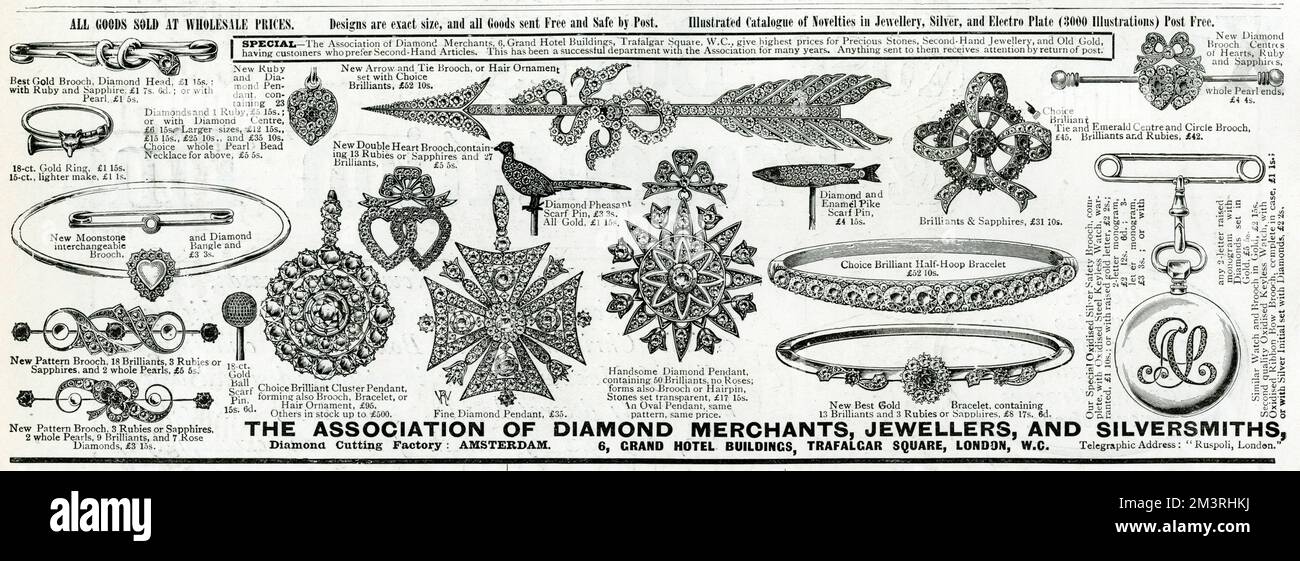 Advert for Association of Diamond Merchants Jewellers 1896 Stock Photo ...