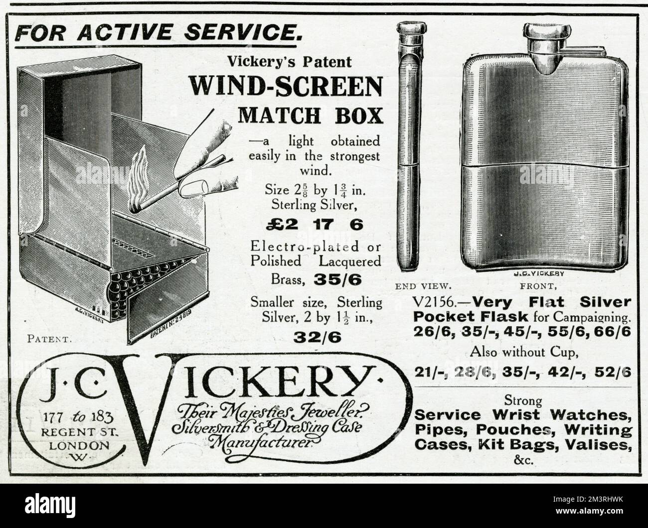 Advert for J.C Vickery wind screen for match box 1914 Stock Photo - Alamy