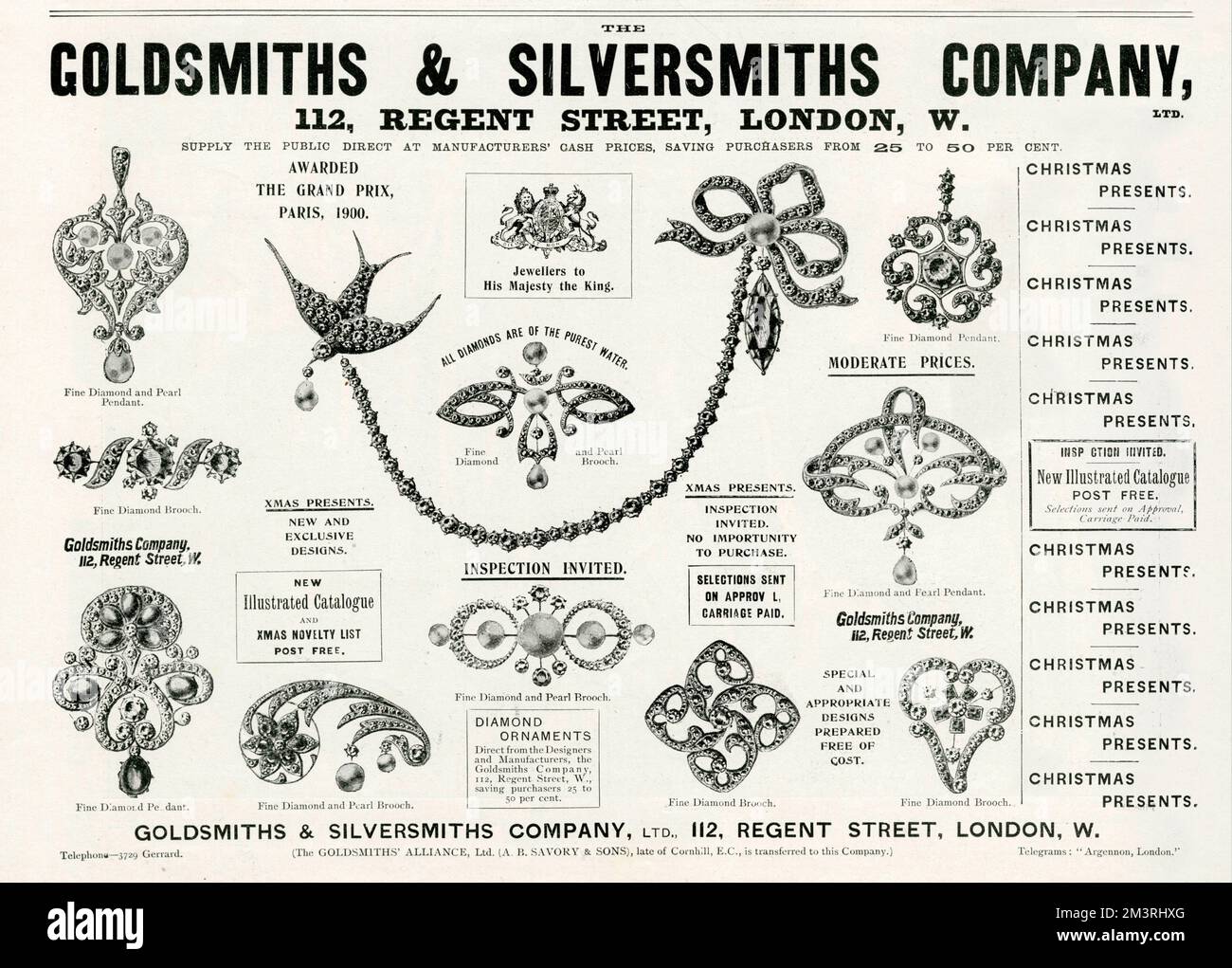 Advert for Goldsmiths & Silversmiths jewellery 1901 Stock Photo - Alamy
