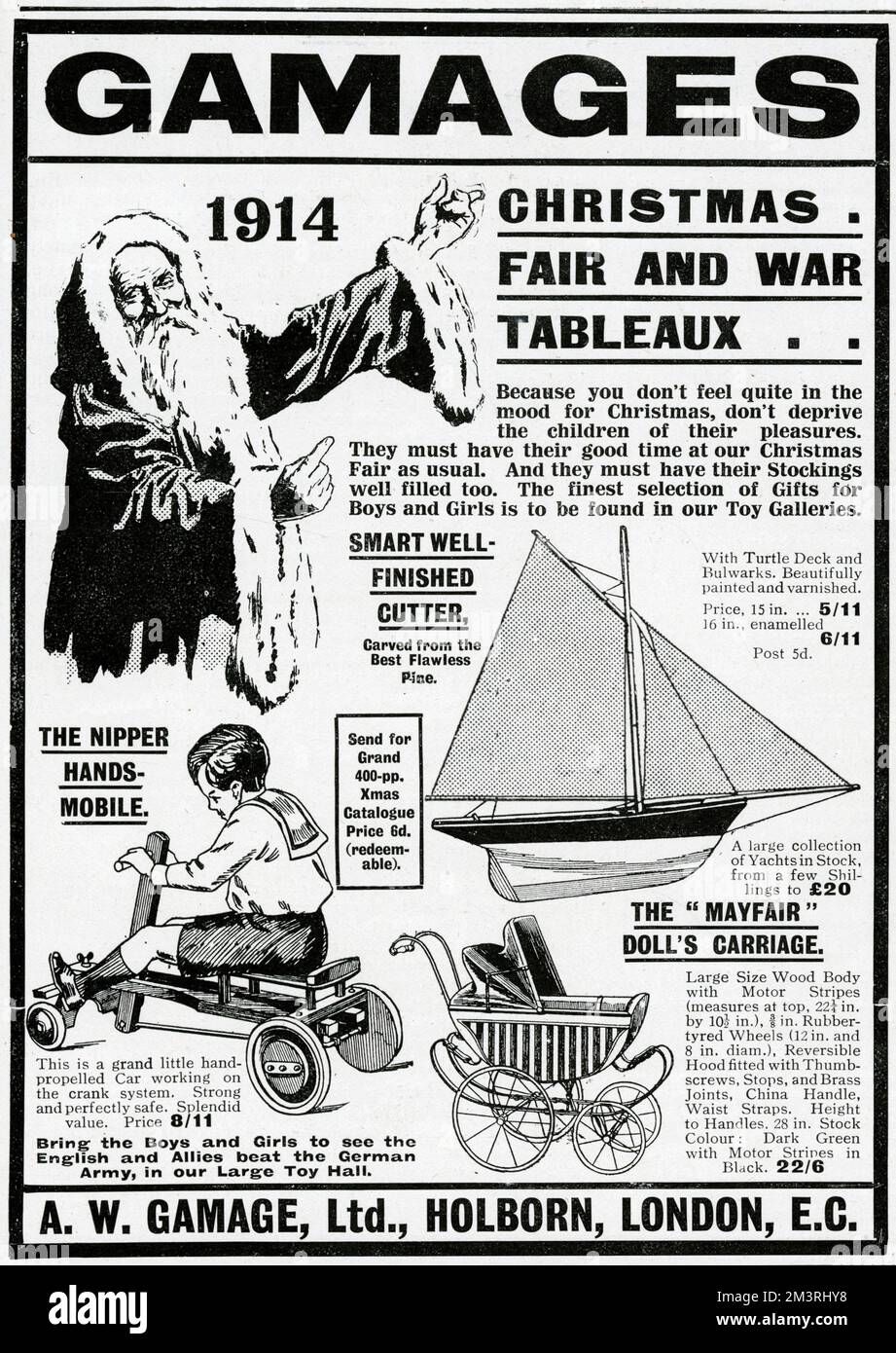 Advert for Gamages christmas toys 1914 Stock Photo - Alamy