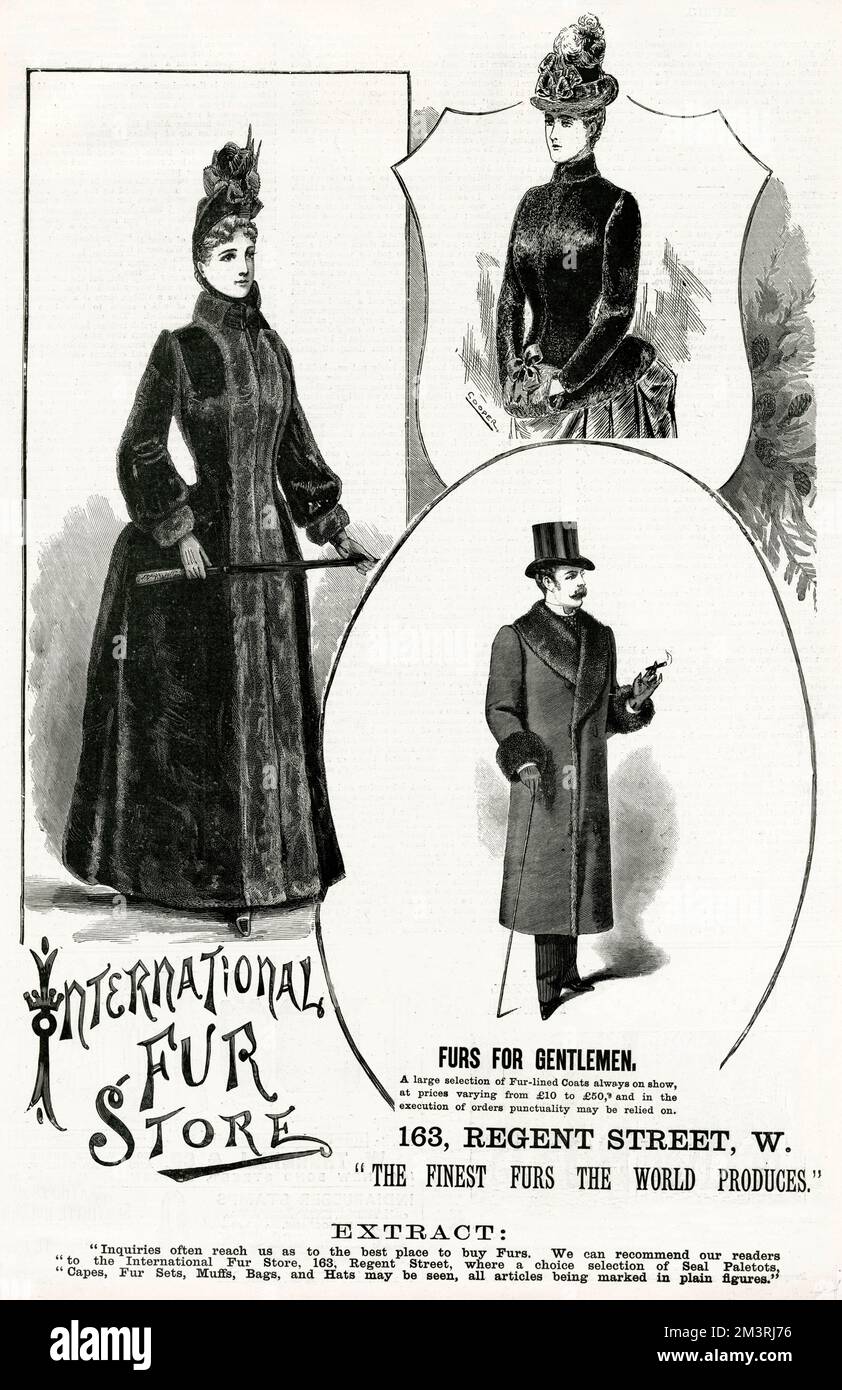 Advert for International Fur Store 1888 Stock Photo - Alamy