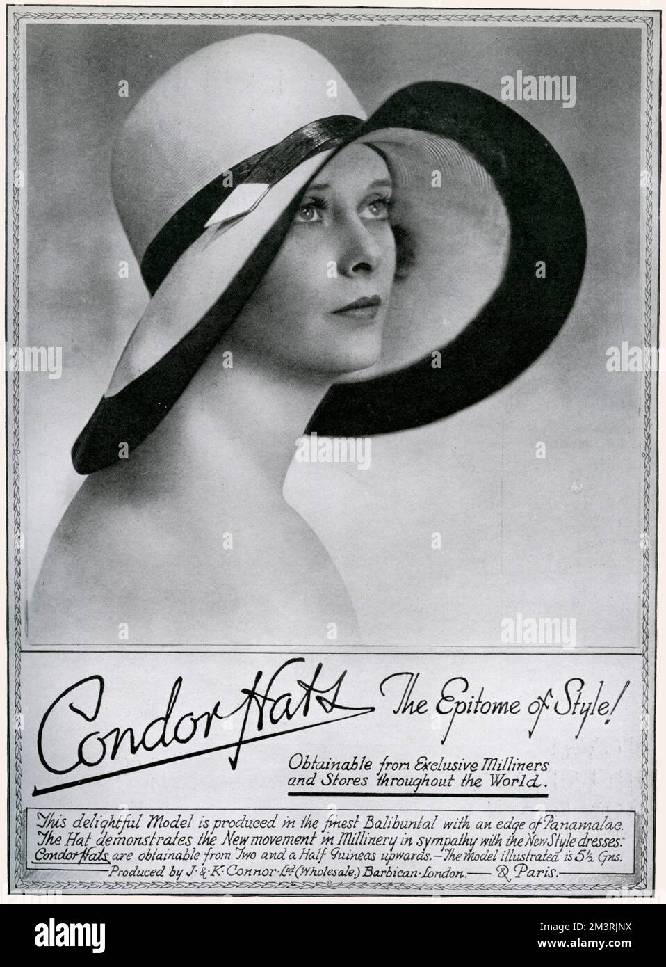 Advert for Condor hats 1930 Stock Photo - Alamy