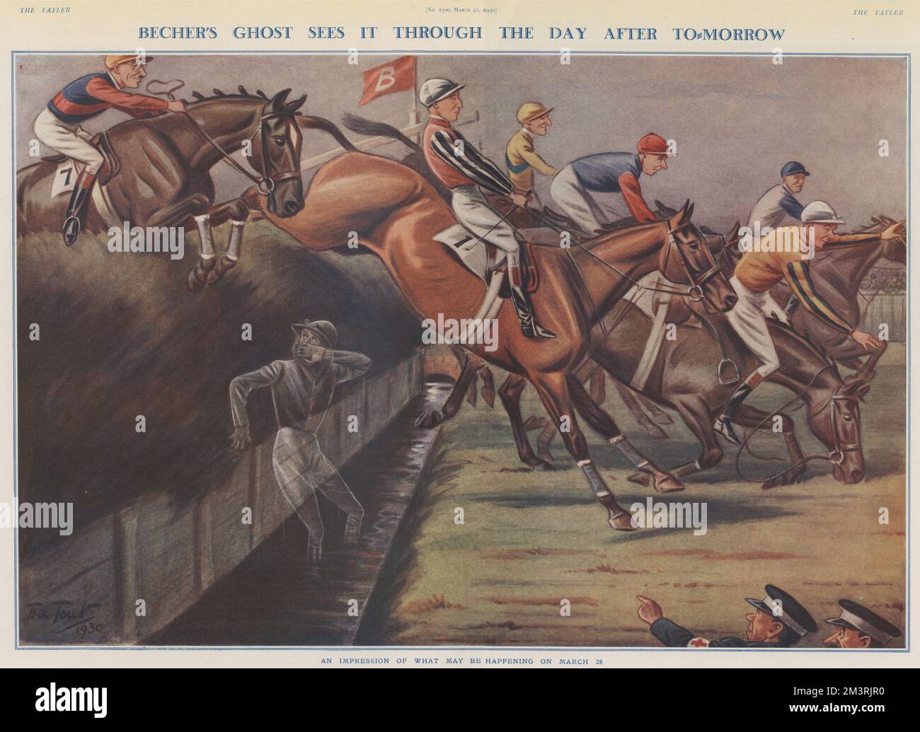 The ghost of Captain Becher watches as horses and jockeys jump over ...