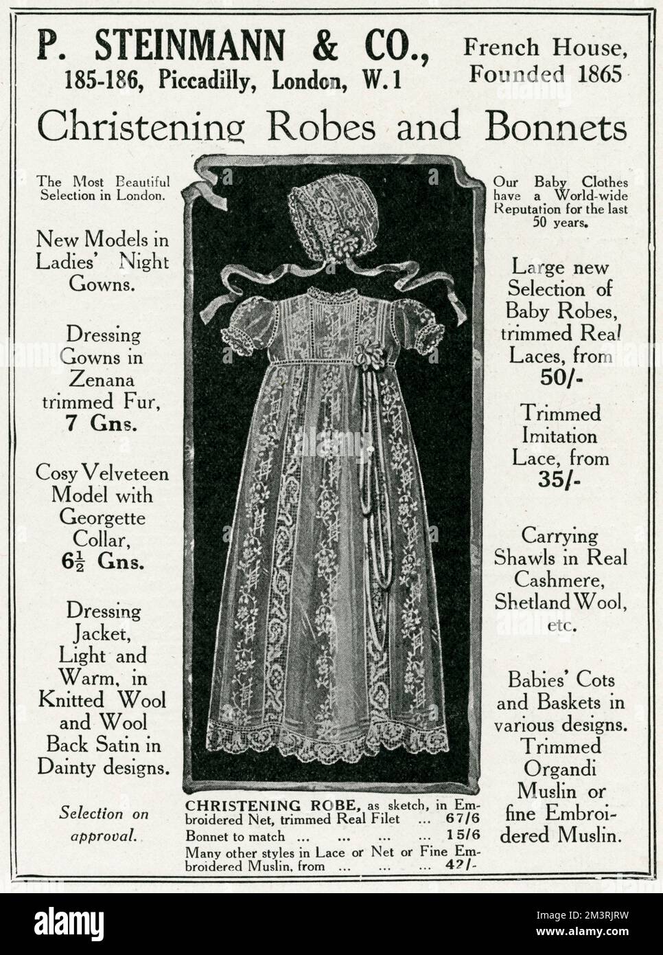 Advert for P. Steinmann & Co Christening robes 1926 Stock Photo - Alamy