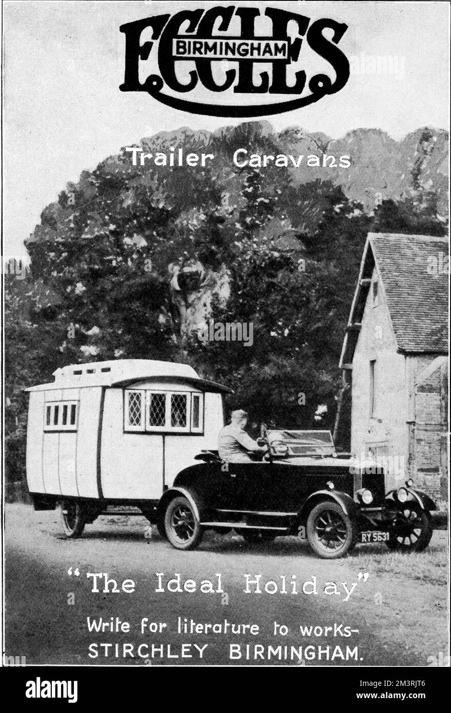 Advertisement for Eccles caravans showing a quaint, homely caravan ...