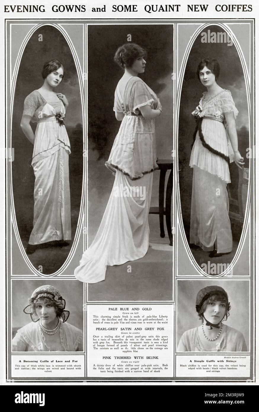 Evening dresses and some quaint coiffes 1913 Stock Photo - Alamy