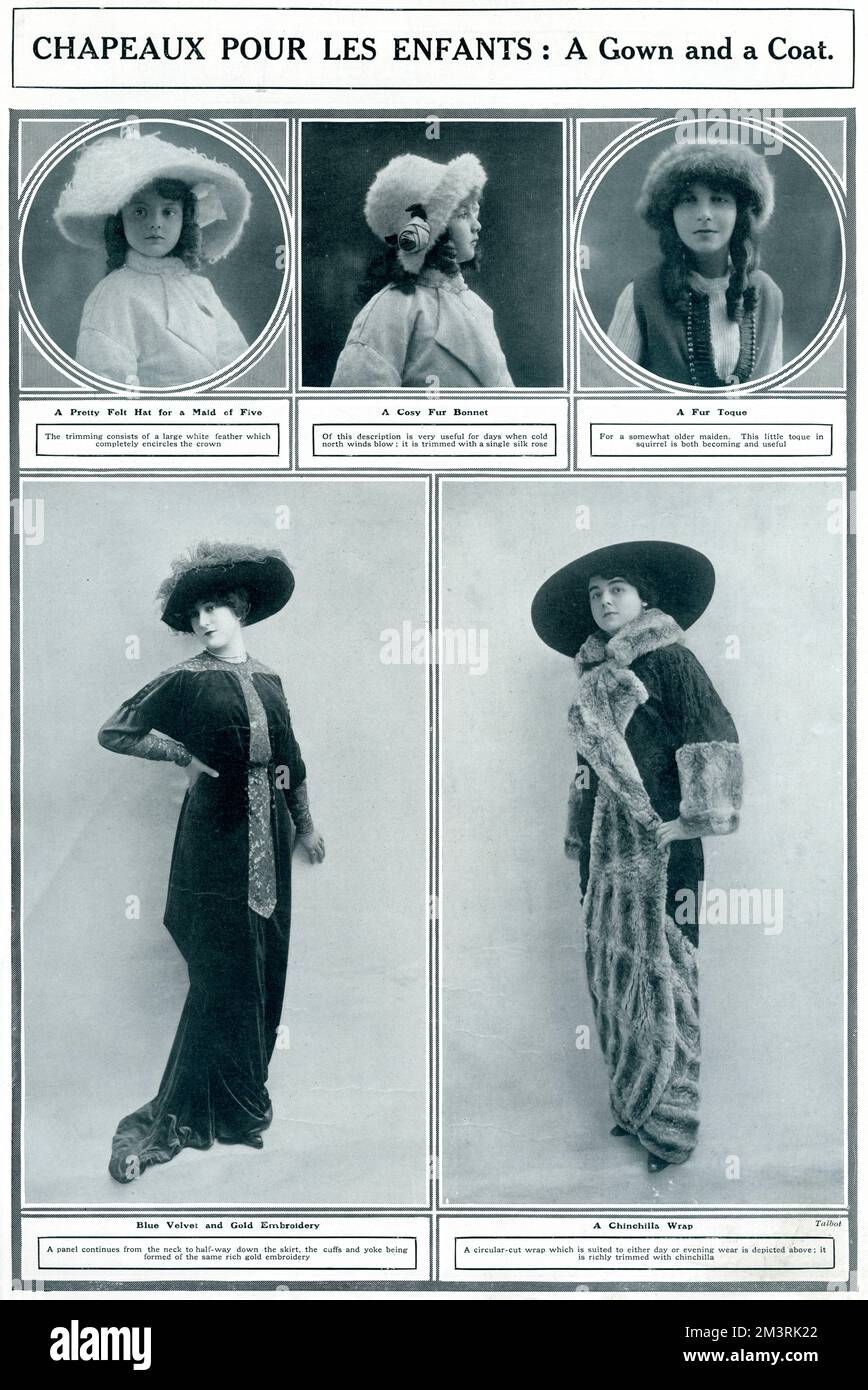 Women and young girls wearing winter garments. Date: 1913 Stock Photo ...
