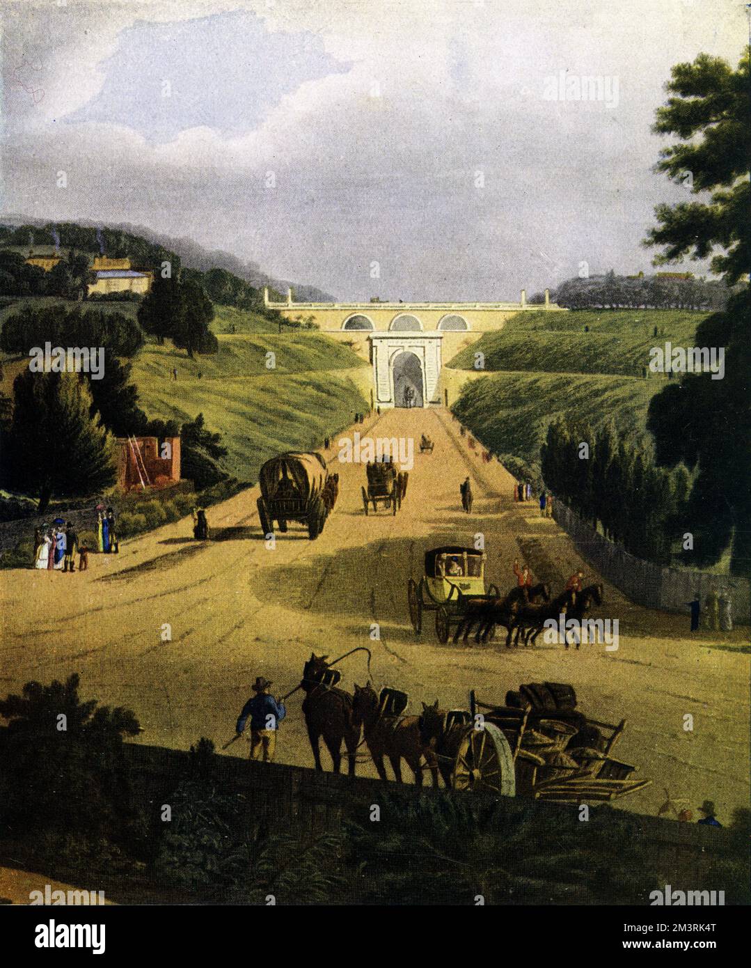 Highgate Archway during the reign of William IV. early 19th Century ...