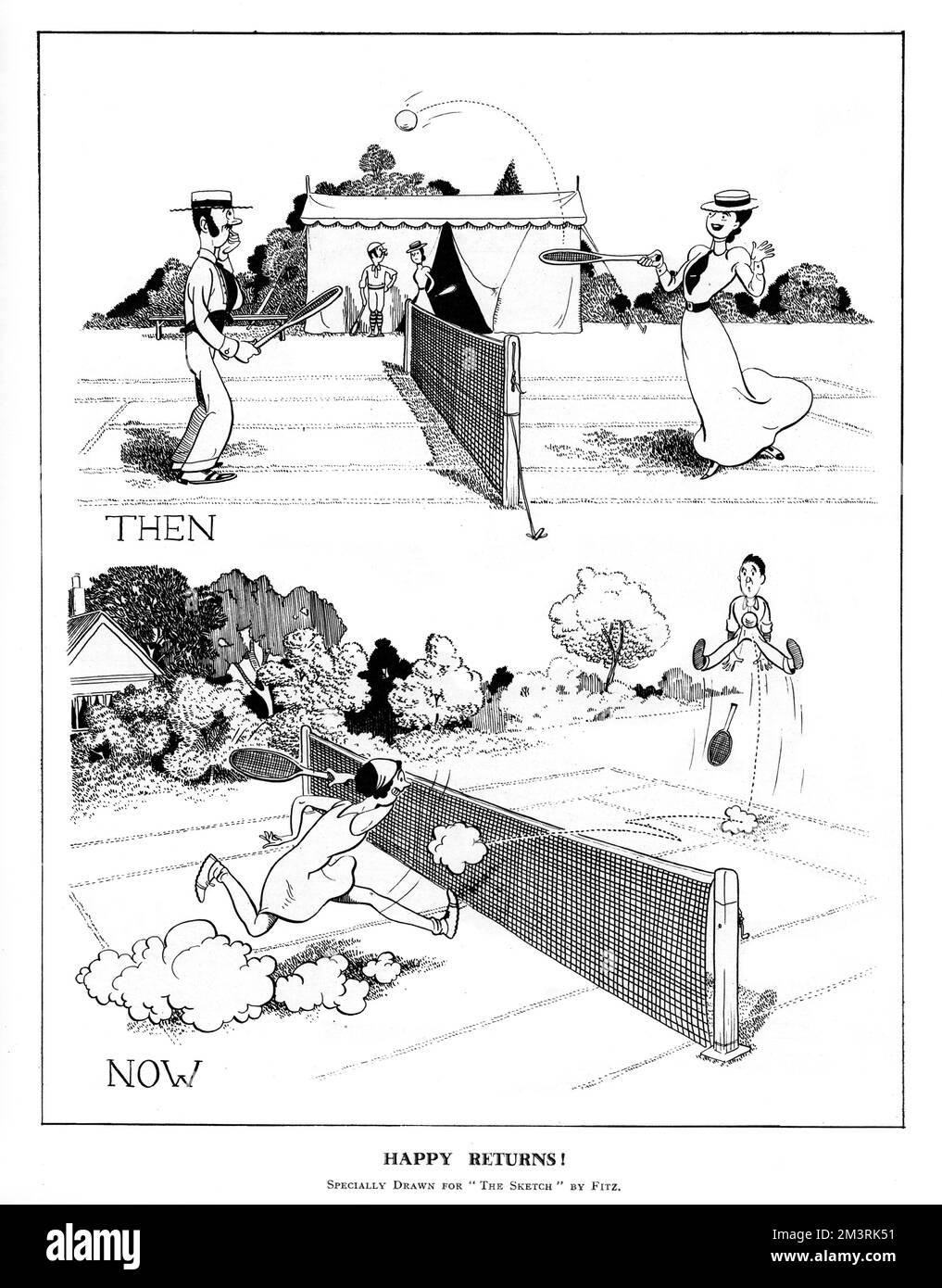 This cartoon from 1928 remembers fondly the days when tennis was an ...