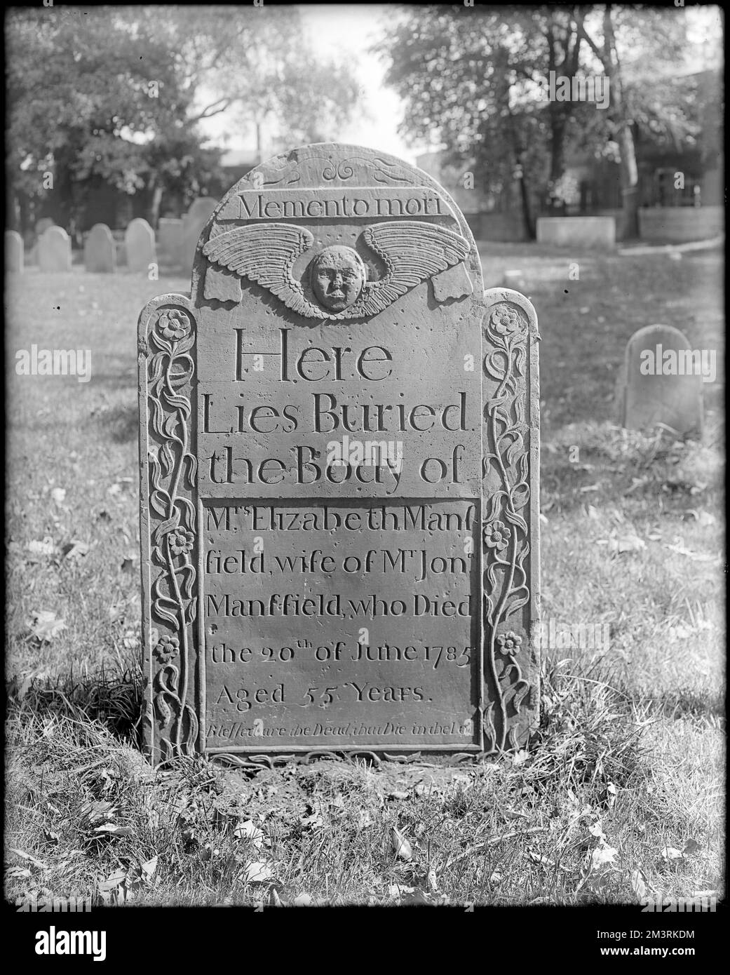 Salem, Charter Street, monuments, gravestone, Elizabeth Mansfield, 1785 ...