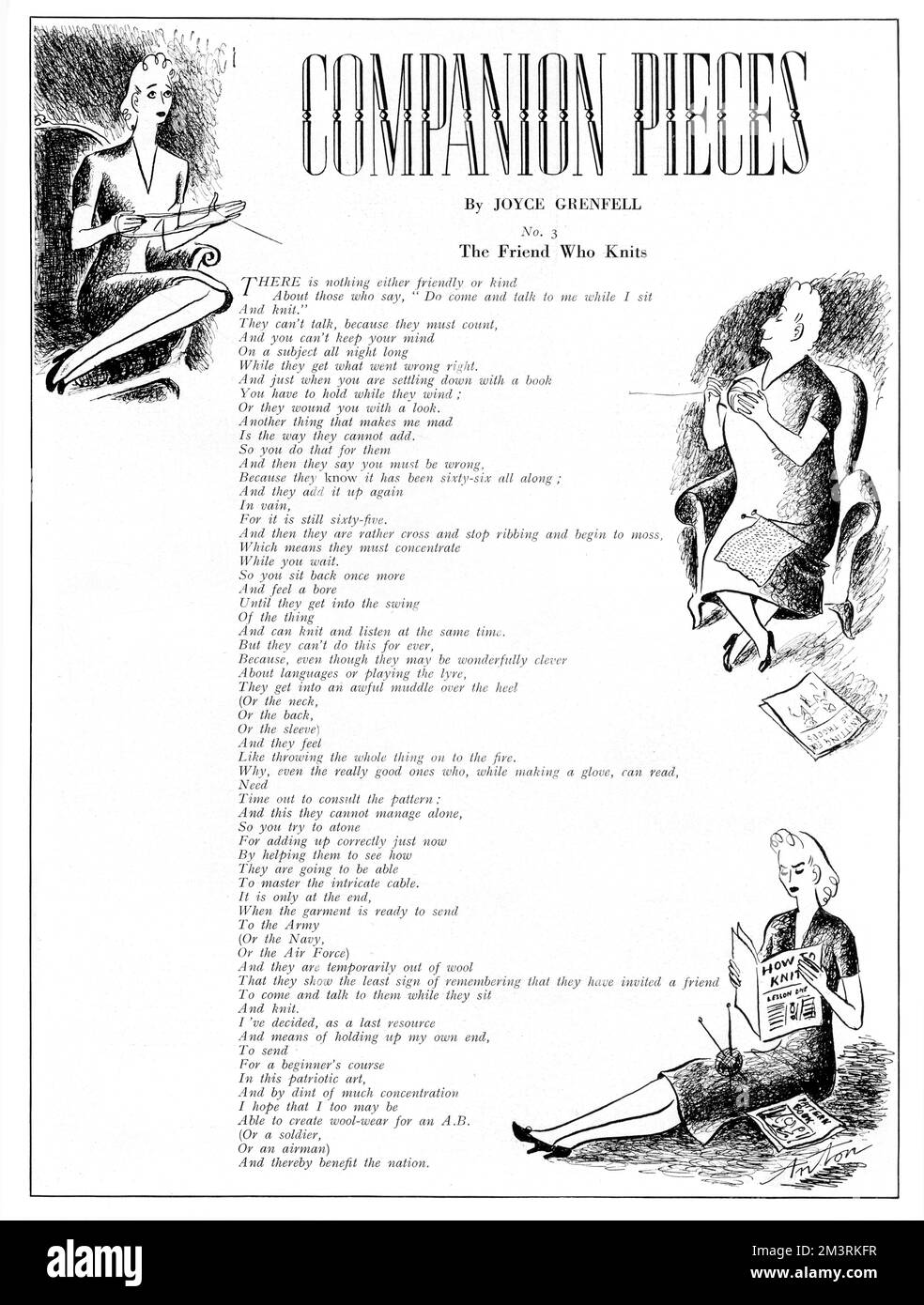 Companion Pieces -- The Friend Who Knits. 1940 Stock Photo - Alamy