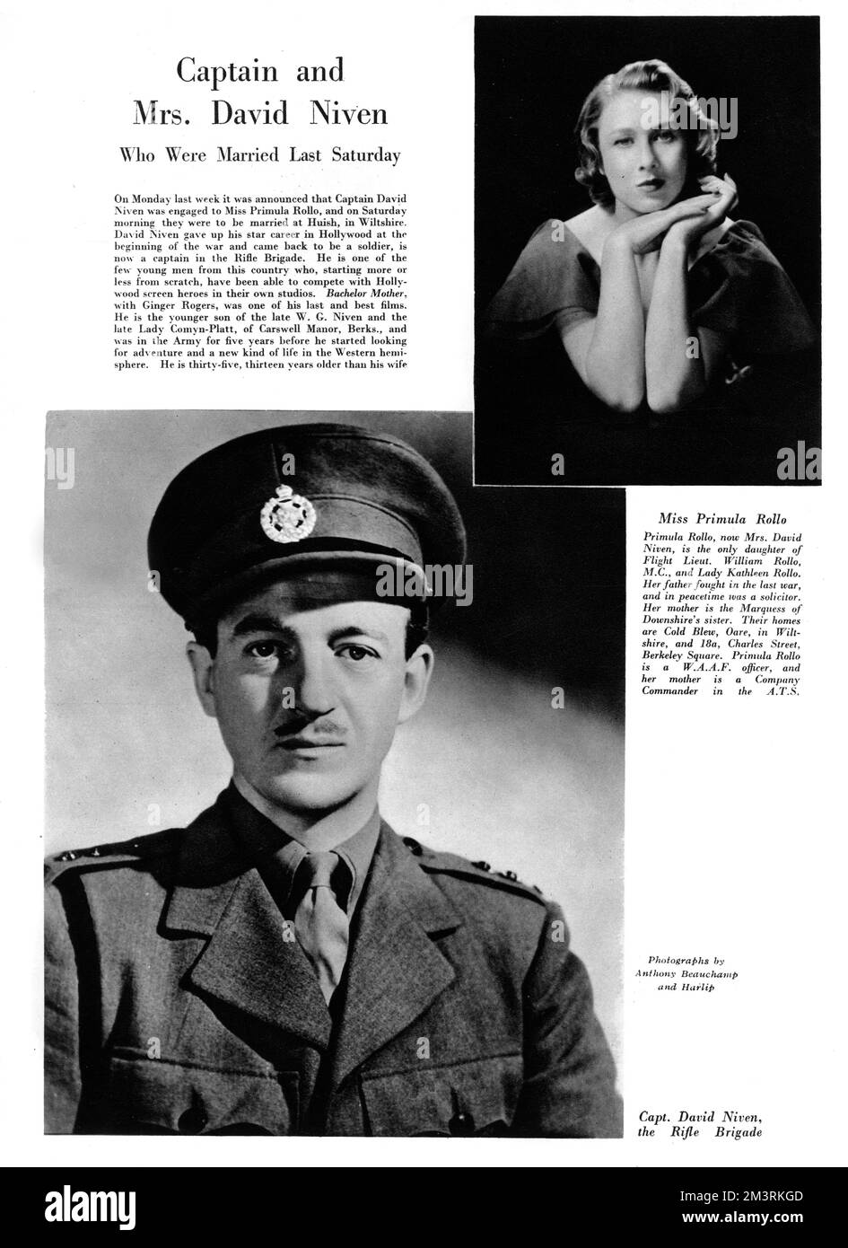 David Niven and Primula Rollo Married Stock Photo - Alamy