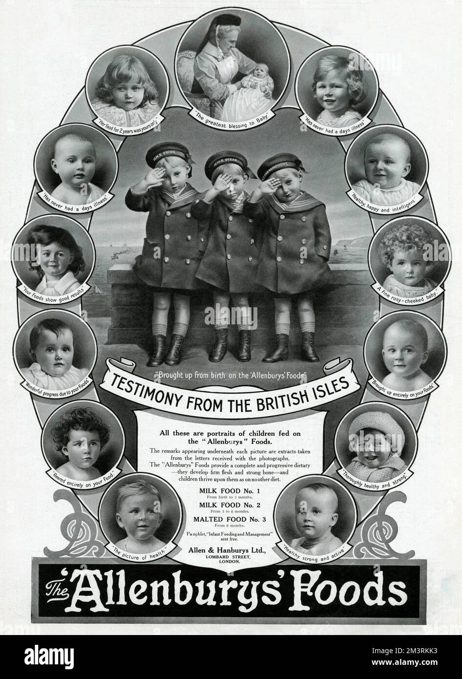 British children in 1913 fed on 'Allenburys' food, providing the ...