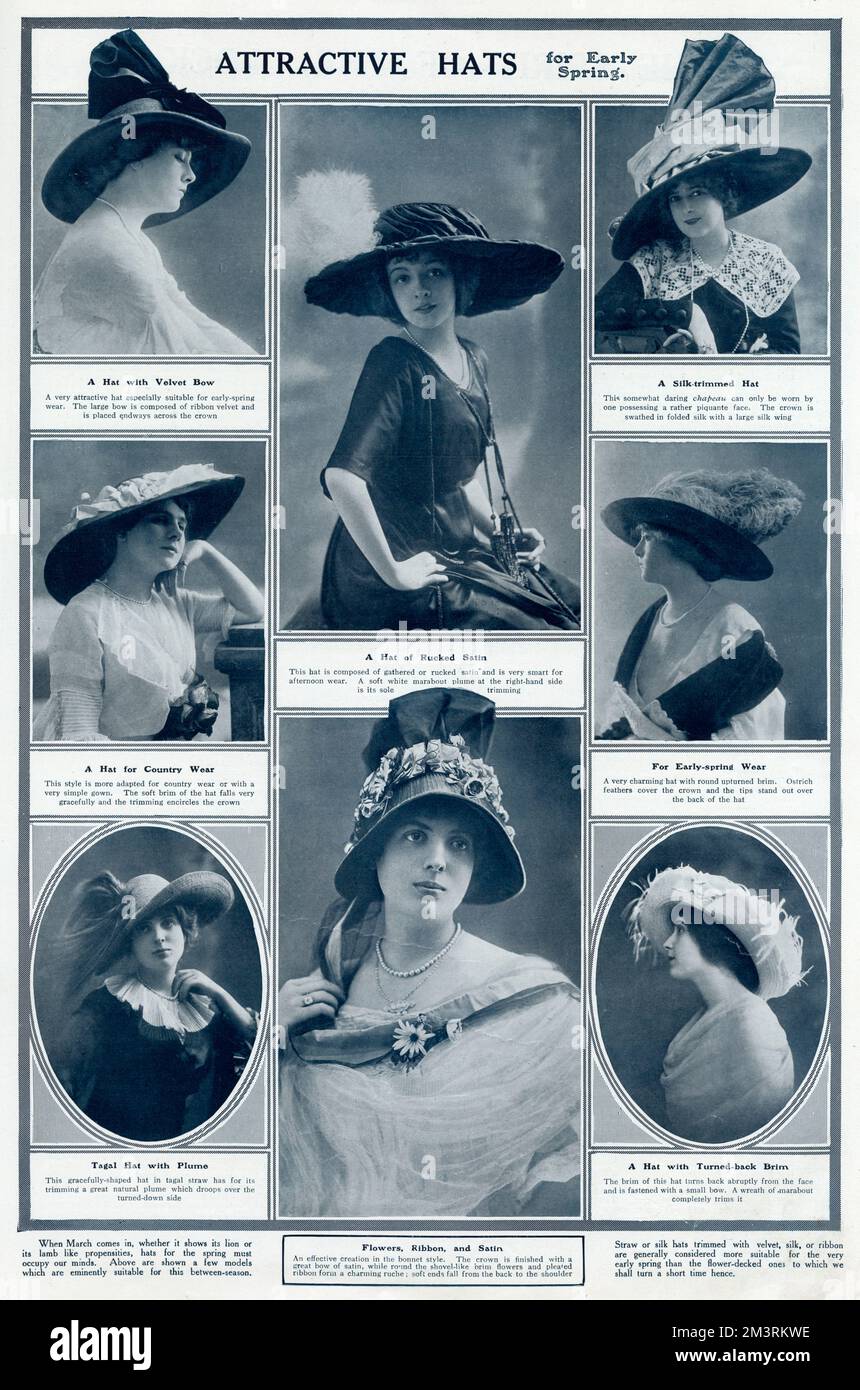 Early spring attractive hats 1912 Stock Photo - Alamy