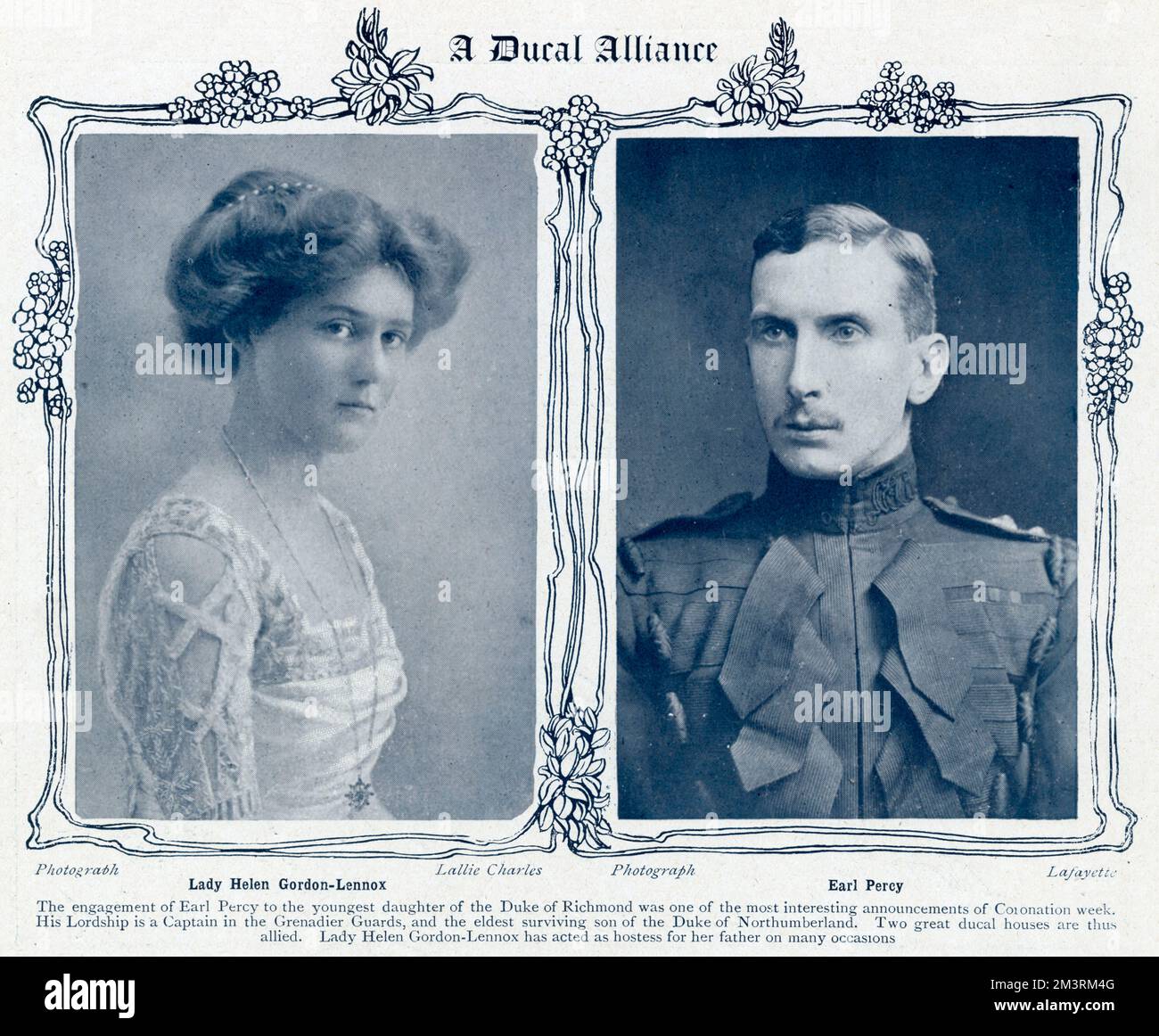 Lady Helen Gordon-Lennox & Earl Alan Percy engagement 1911 Stock Photo ...
