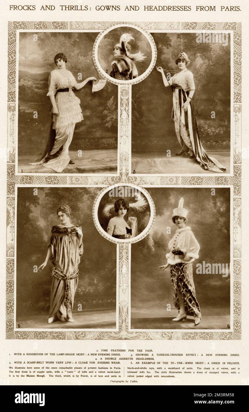 Frocks and thrills: Gowns and headdresses from Paris 1913 Stock Photo ...