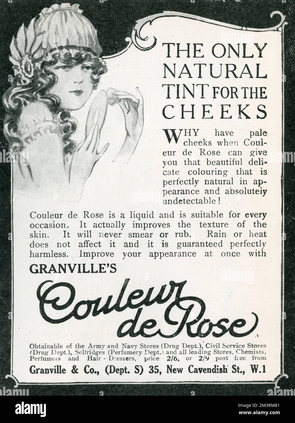 Advertisement for Granville's Couleur de Rose 'the only natural tint ...