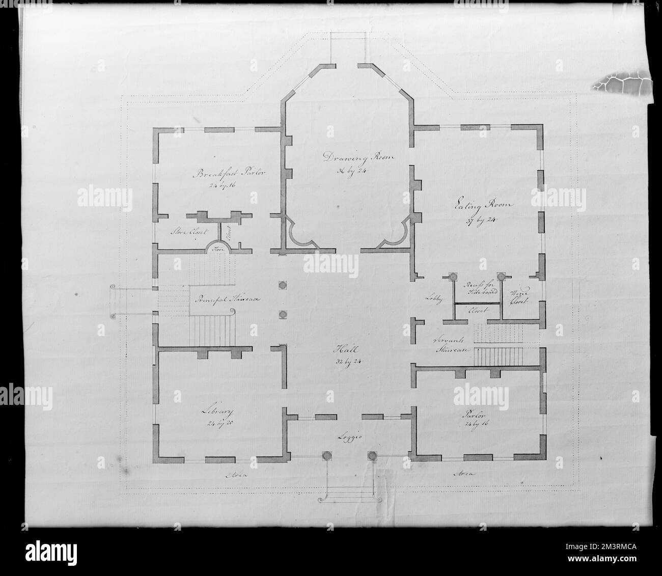 Salem, Derby Square, Elias Hasket Derby house, maps and plans, drawing ...