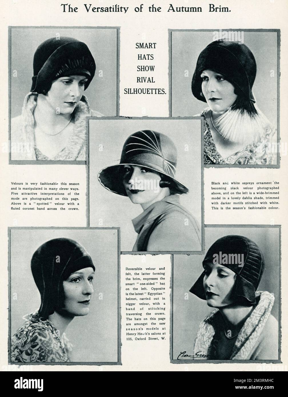 Model wearing a selection of smart fashionable hats with fluted coronet ...