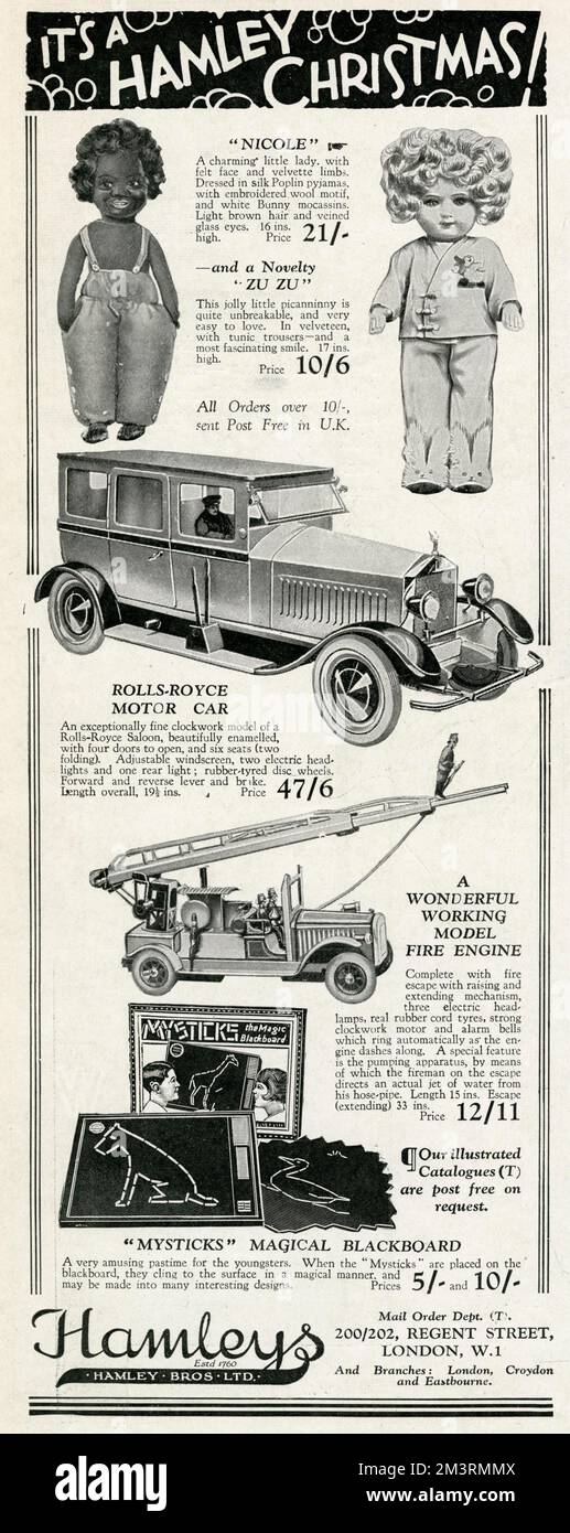 Advert for Hamleys Christmas toys 1929 Stock Photo - Alamy