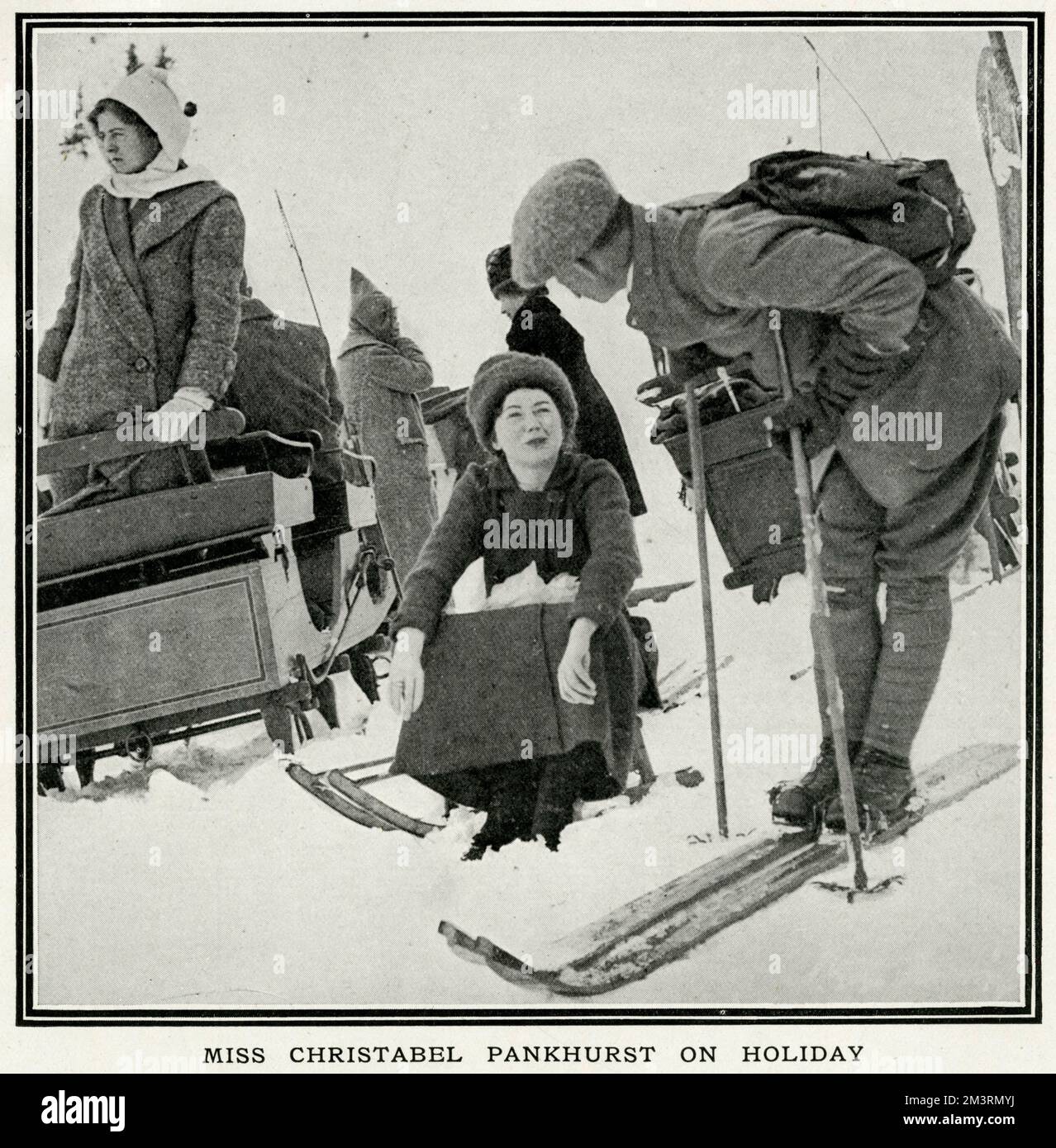 Christabel Pankhurst sledging in Villar Stock Photo - Alamy